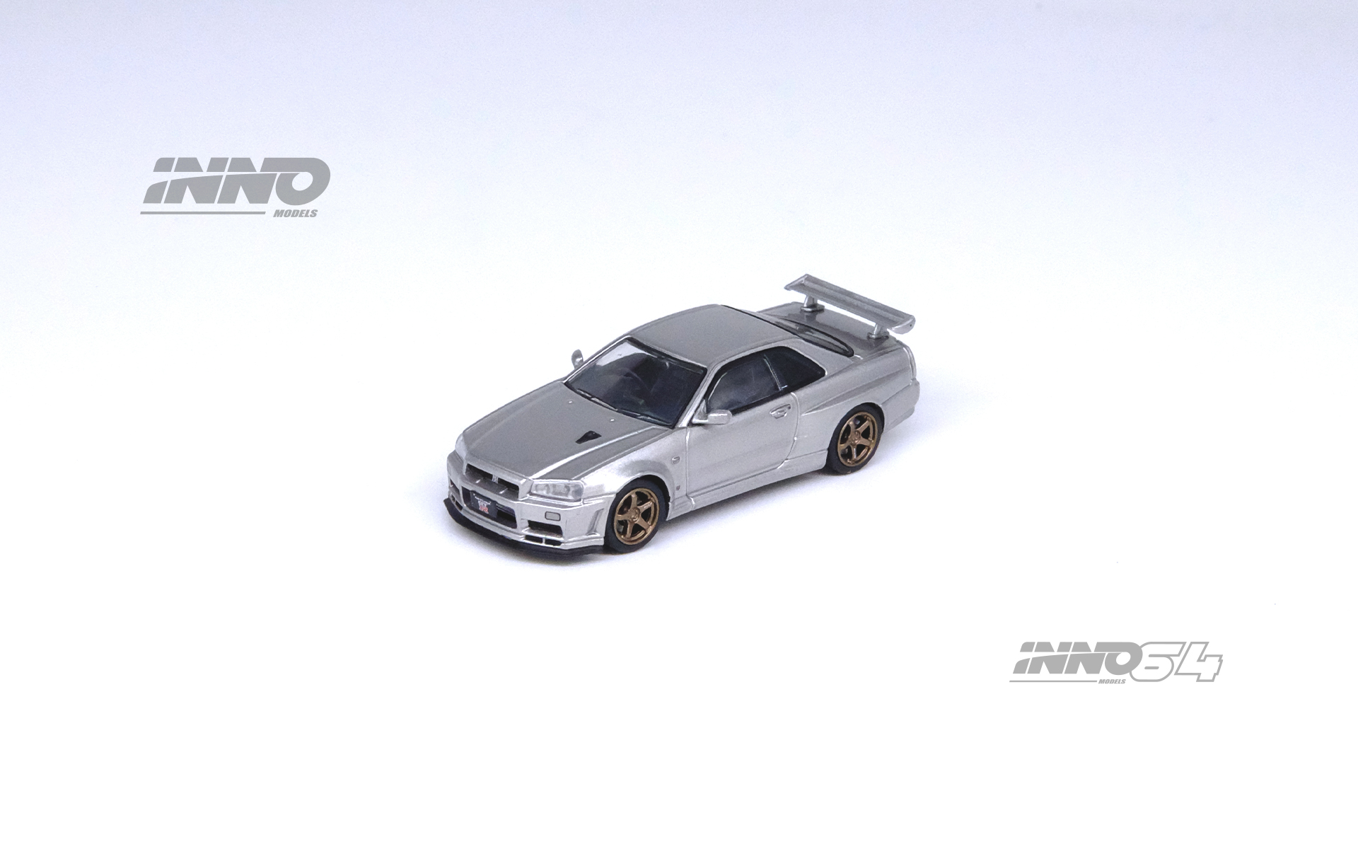 INNO 1/64 Die-Cast NISSAN SKYLINE GT-R (R34) V-Spec II Silver - Tiny 微影