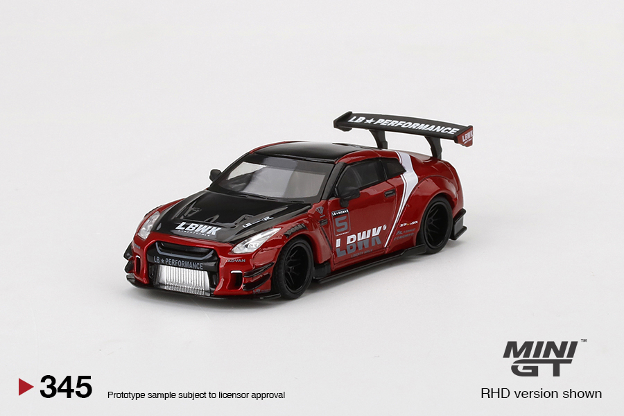 MINI GT 1/64 LB★WORKS Nissan GT-R R35 Type 2, Rear Wing ver 3, Red, LB ...