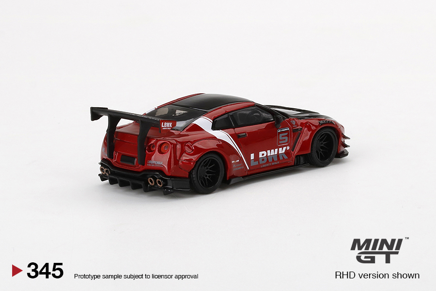 MINI GT 1/64 LB★WORKS Nissan GT-R R35 Type 2, Rear Wing ver 3, Red, LB ...