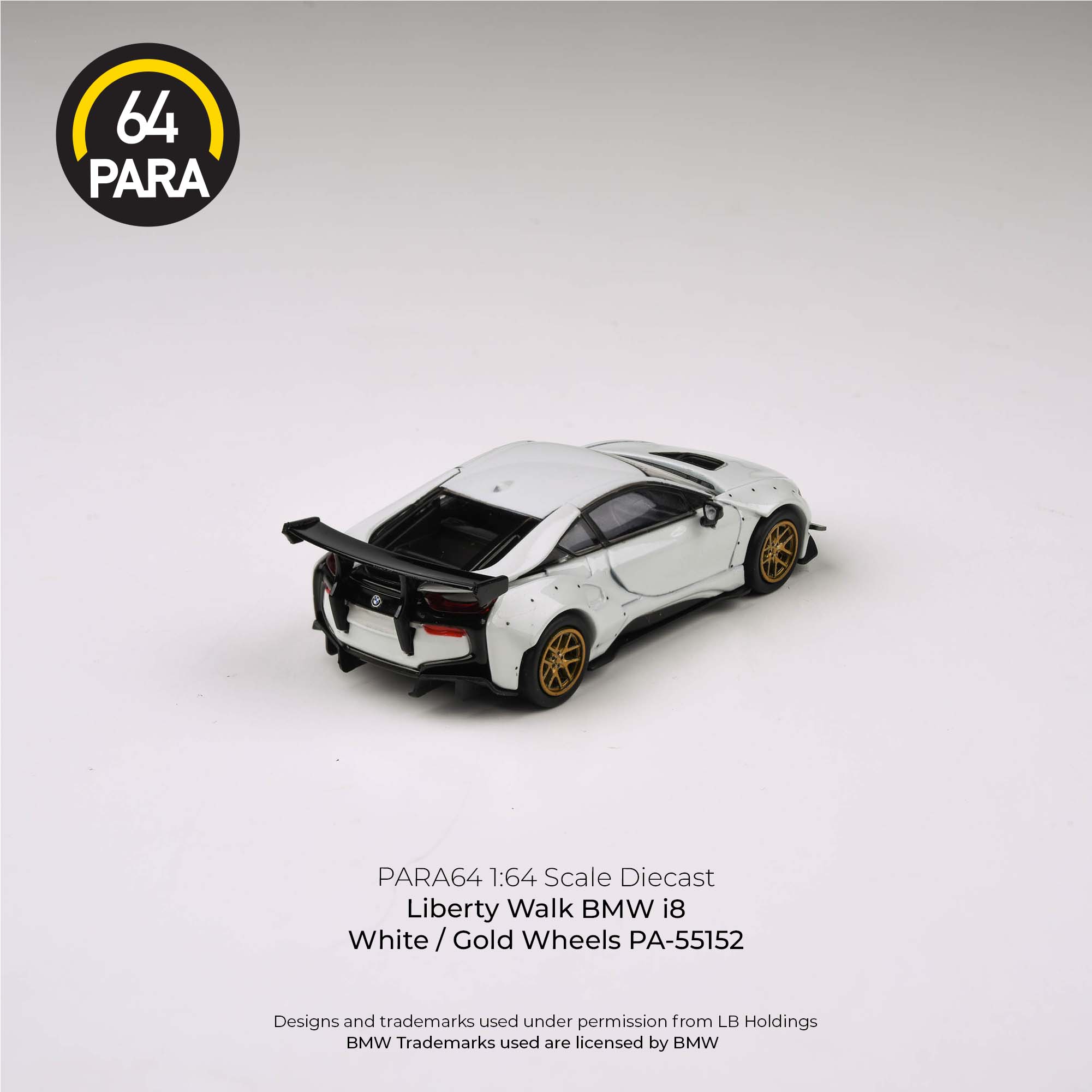 PARA64 1/64 LBWK BMW i8 White / Gold Wheels (LHD) - Tiny 微影