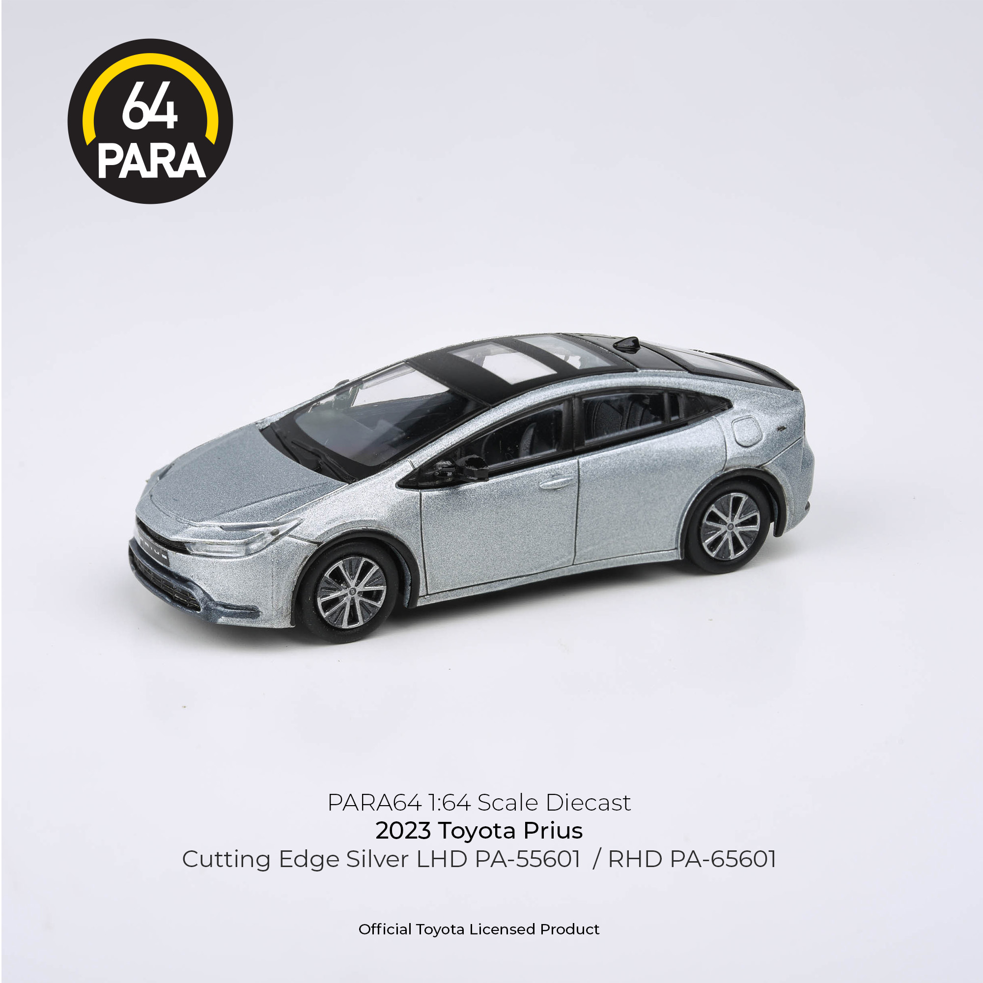 PARA64 1/64 Die-cast 2023 Toyota Prius Cutting Edge Silver RHD - Tiny 微影