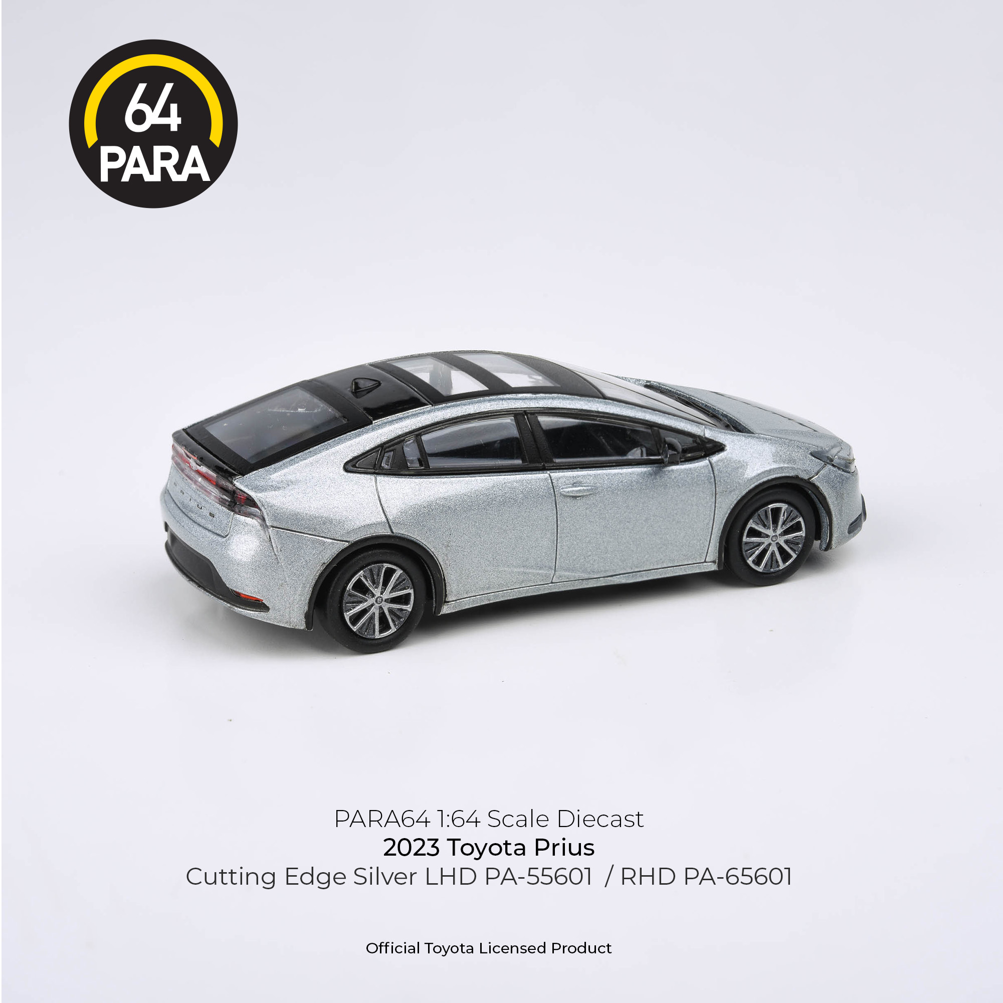 PARA64 1/64 Die-cast 2023 Toyota Prius Cutting Edge Silver RHD - Tiny 微影