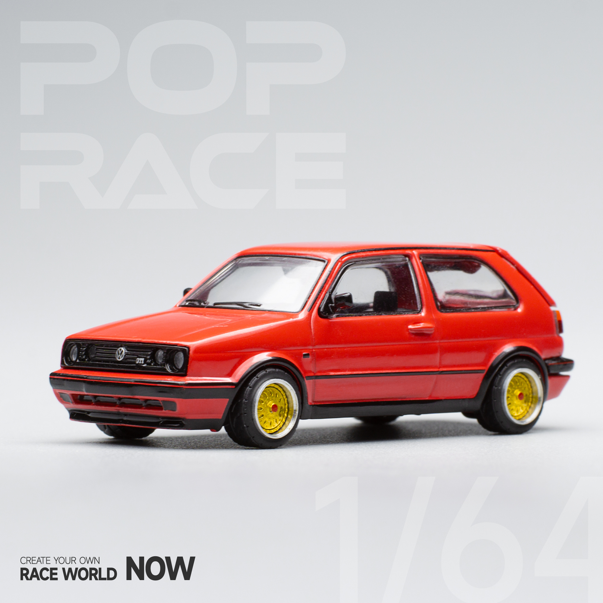 POPRACE 1/64 VOLKSWAGEN GOLF GTI MK2 RED - Tiny 微影