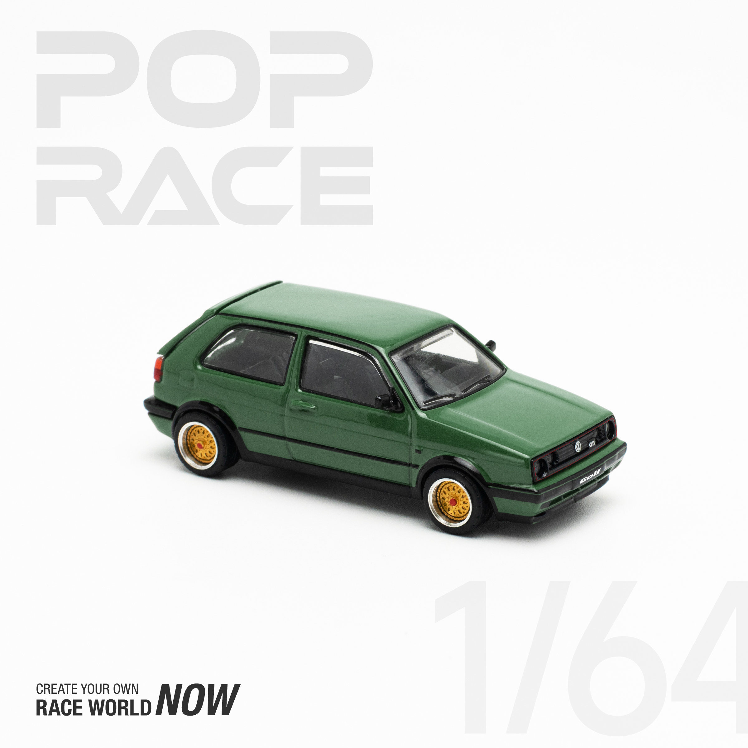 POPRACE 1/64 GOLF GTI MKII - OAK GREEN - Tiny 微影
