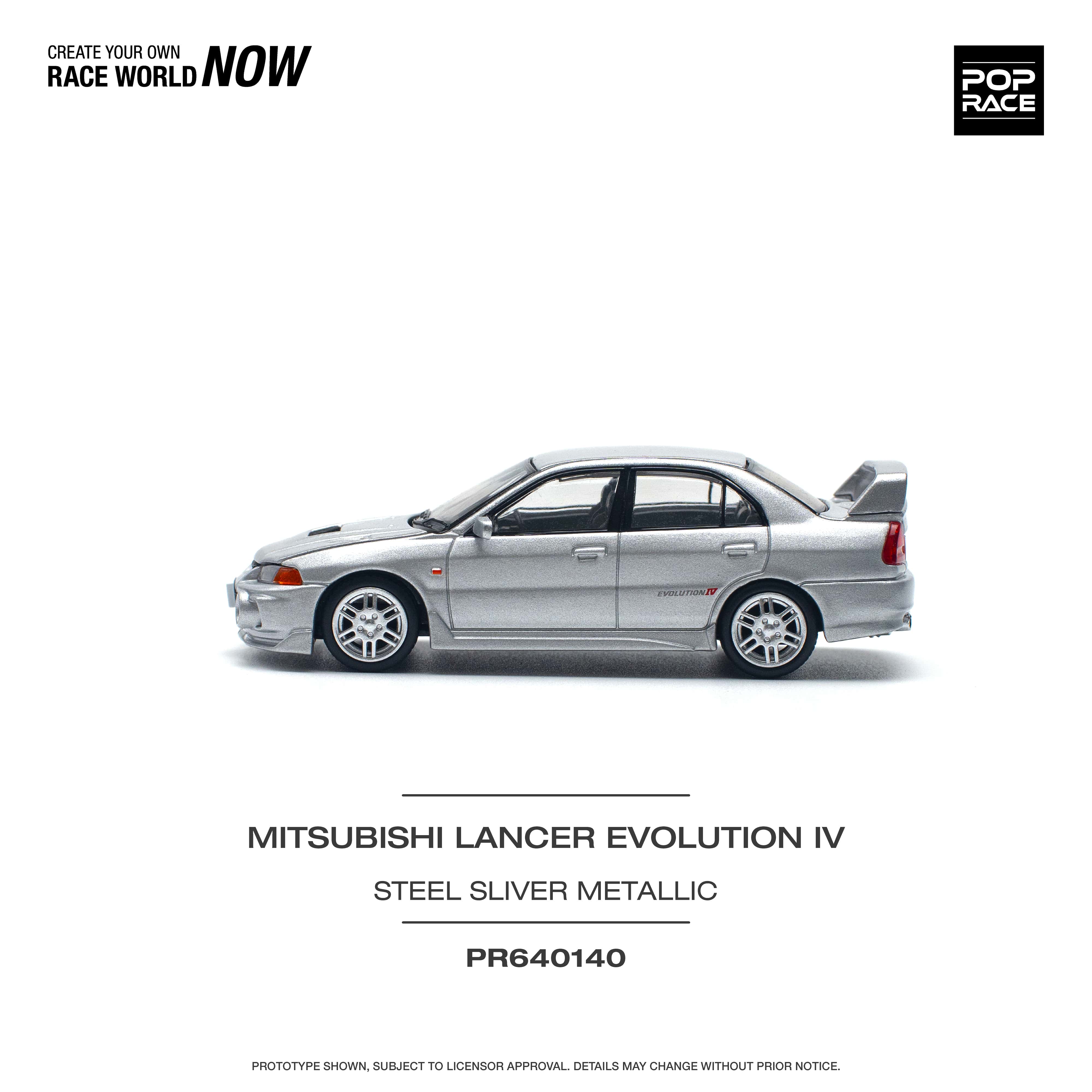 POPRACE 1/64 MITSUBISHI LANCER EVOLUTION IV - STEEL SILVER - Tiny 微影