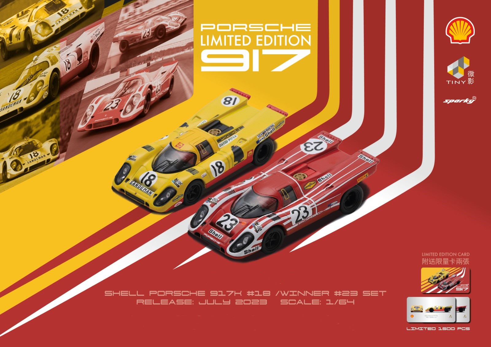SPARKY x TOYEAST 1/64 Porsche 917K SHELL COMBO - Le Mans winner 1970 ...