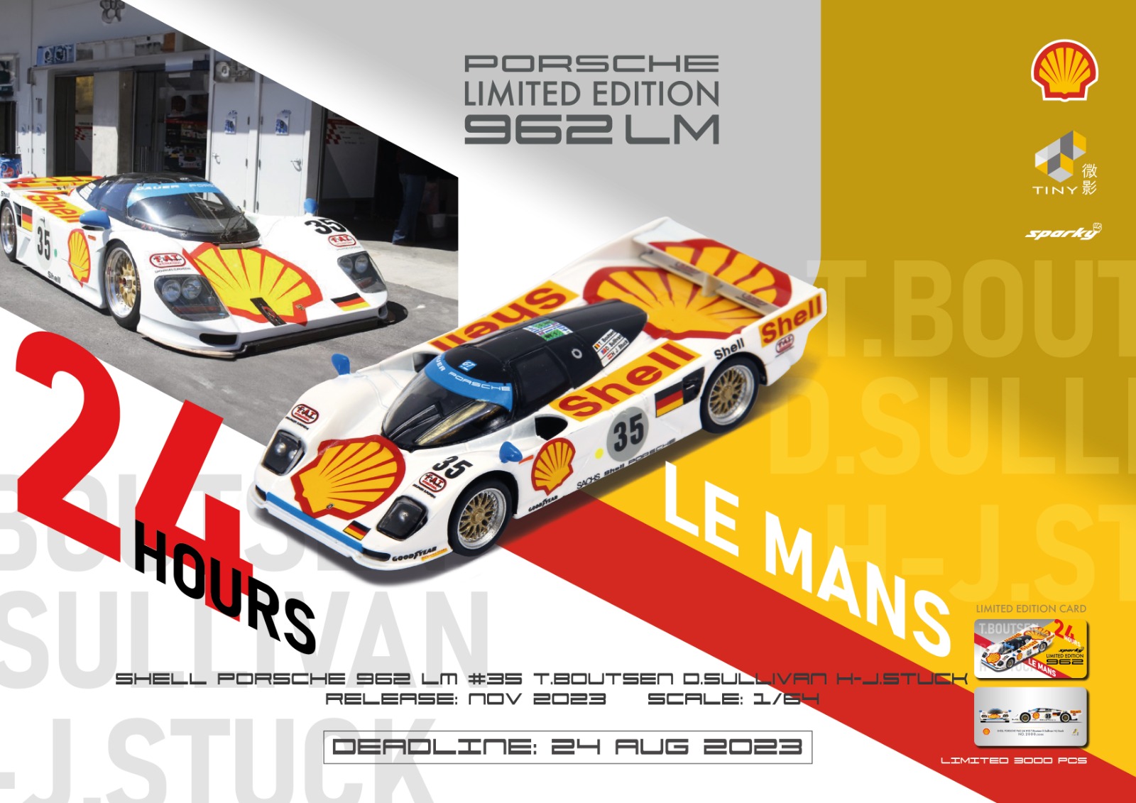 SPARKY 1/64 DIECAST Porsche 962 LM 3rd Le Mans T.Boutsen D.Sullivan H-J ...